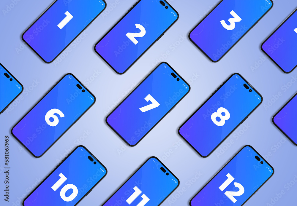 Phone Mockup Set Screens Ui Ux Top View Stock Template | Adobe Stock