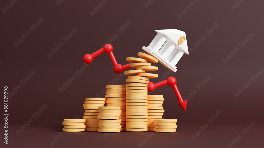 Banking collapse or bank run, Economic crisis, financial background ...