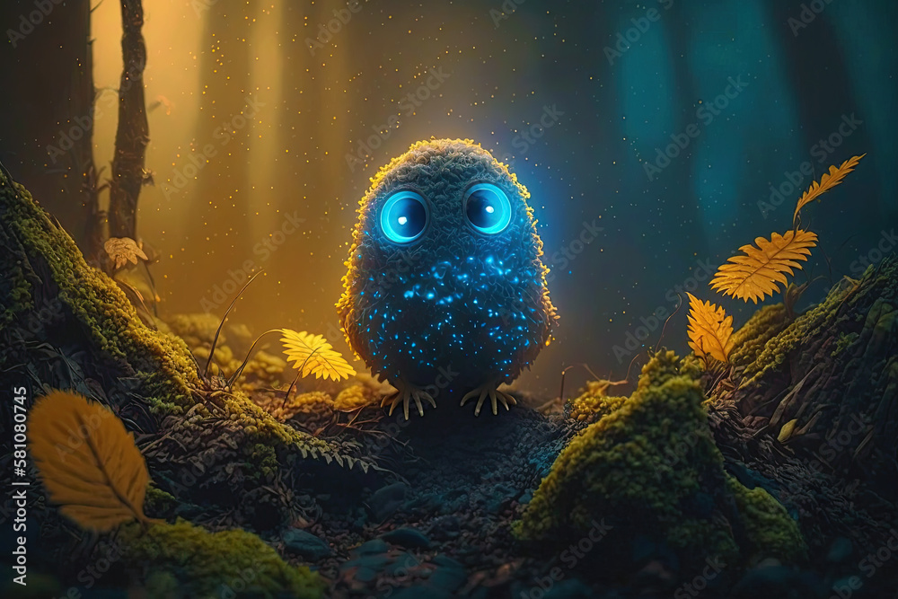 Tiny fairy creature in a magical fairy-tale forest. generative ai. Cute ...