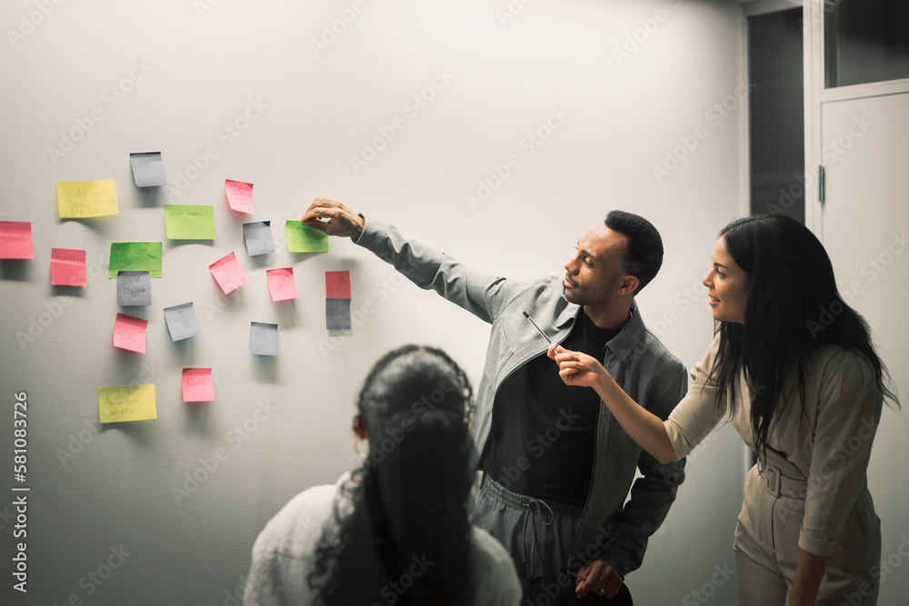 Business people brainstorming using sticky notes Stock Photo | Adobe Stock
