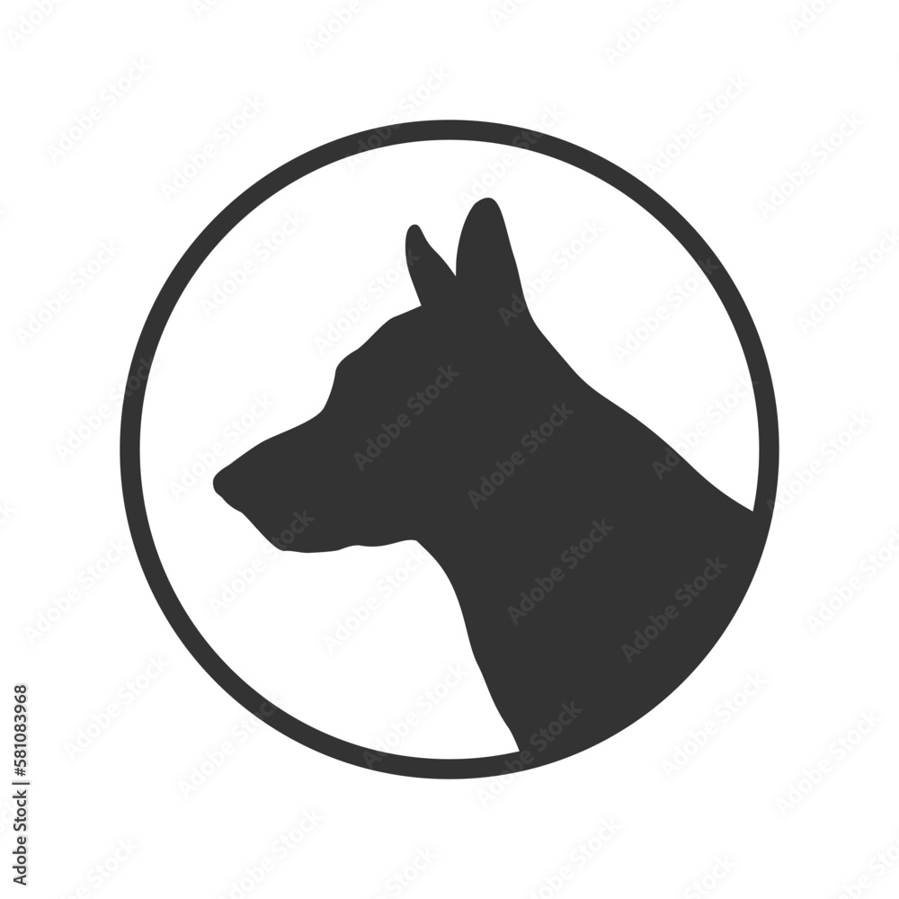 German shepherd graphic icon. Dog sign in the circle isolated on white ...