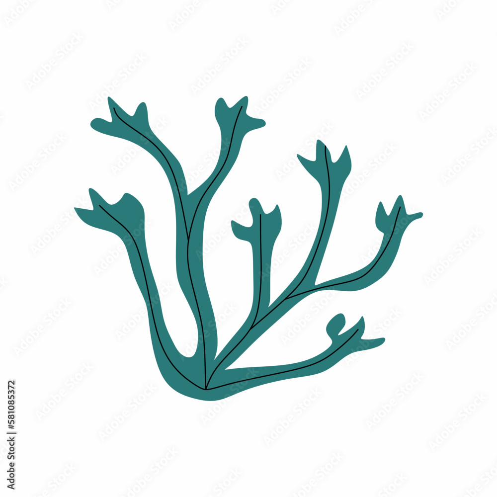 Poster Seaweed Vector green color isolated on white background. – Wall ...