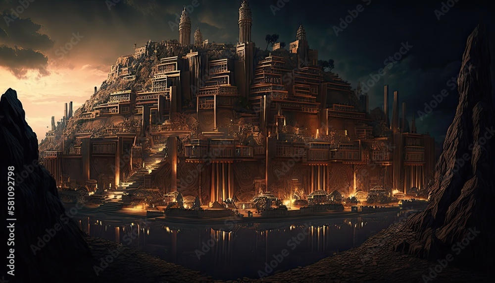 Scary Medieveal Fantasy City, Mystical Nightmare Concept. Town Built On ...