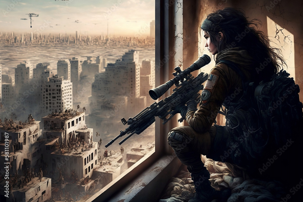 Special forces soldier shooting with the sniper rifle, generative ai Stock Illustration | Adobe ...