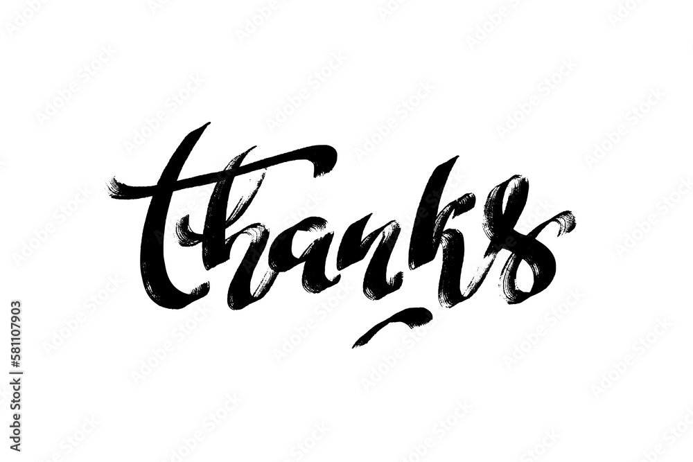 Thanks hand drawn vector modern calligraphy. Thank you handwritten bold ...