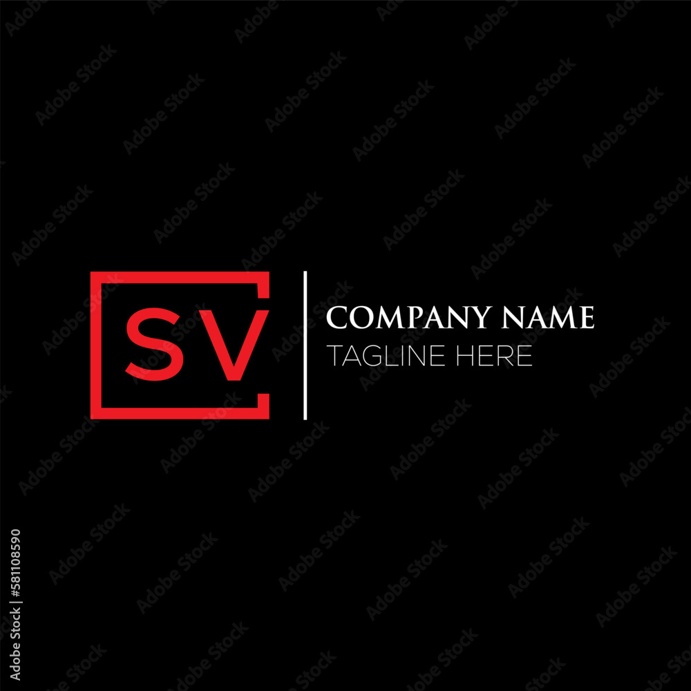 SV letter logo design on black background. SV creative initials letter ...