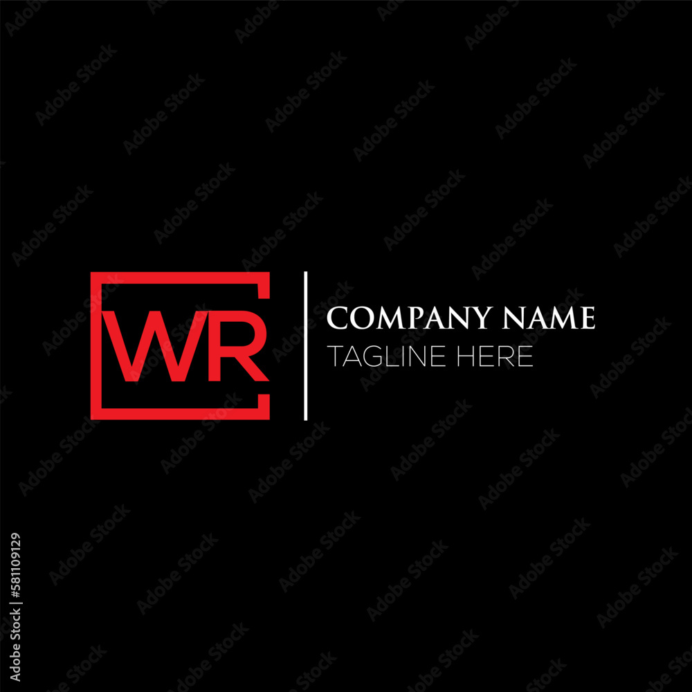 Vecteur Stock WR letter logo design on black background. WR creative ...