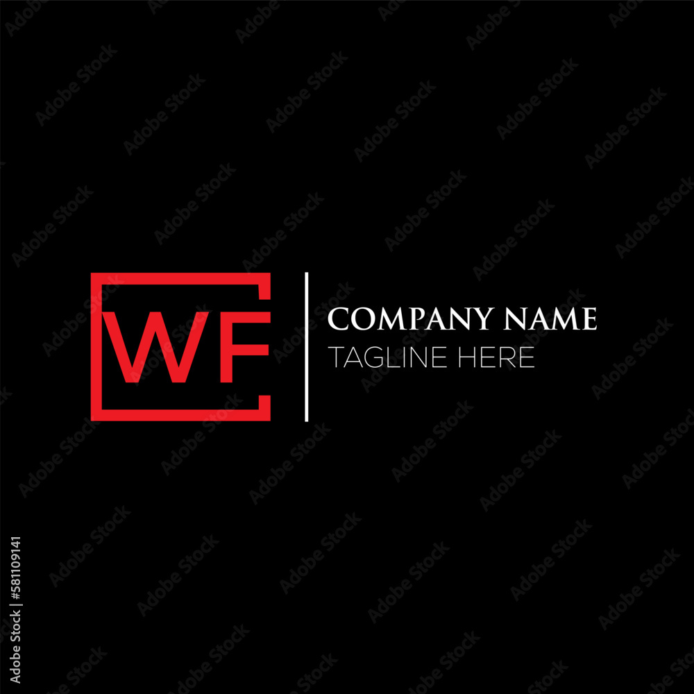 WF letter logo design on black background. WF creative initials letter ...