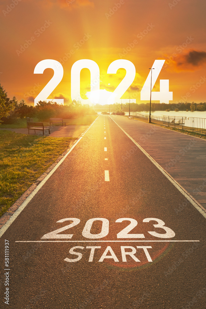 Foto Stock Idea planning 2023 to 2024 on future. Numbers 2023 and 2024 ...
