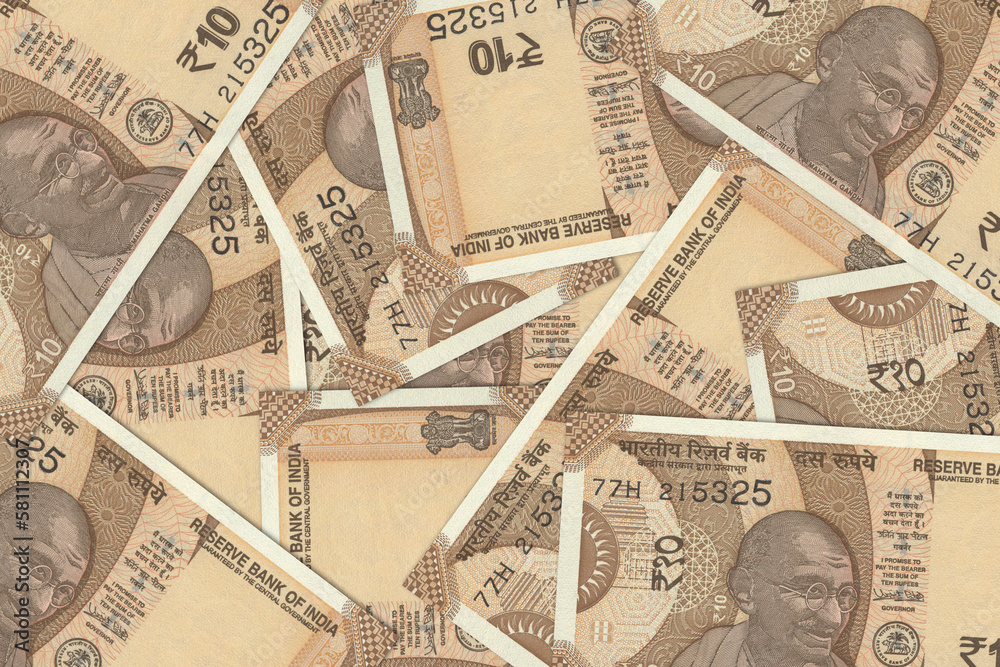 ภาพประกอบสต็อก Indian banknotes. Close up money from India. Indian ...