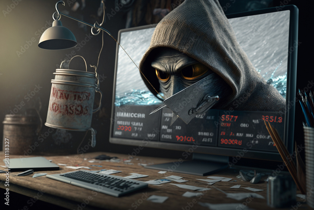 Illustration of cybersecurity phishing attack concept. Images created ...