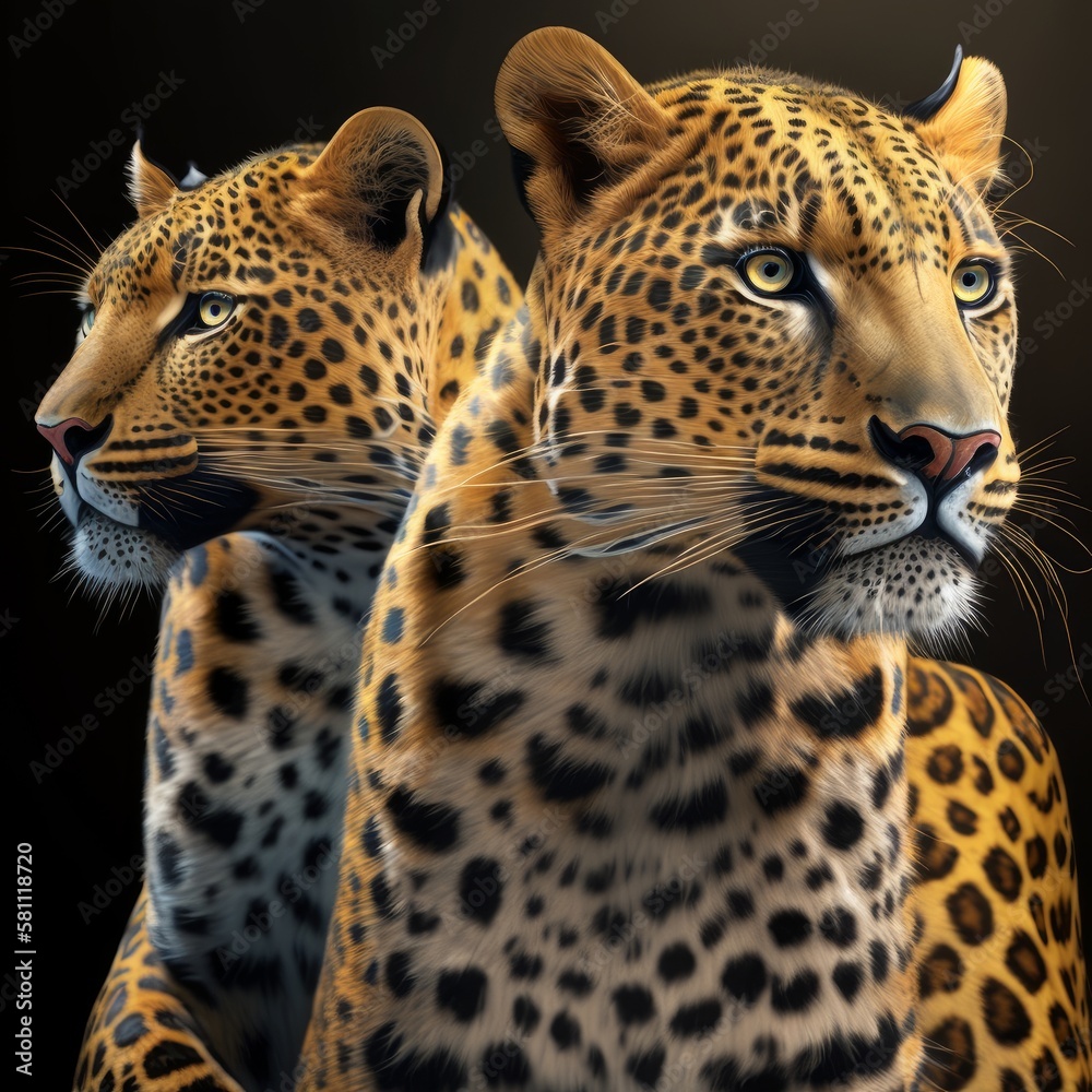 two leopards hyper-realistic photo realistic image 8k generative AI ...