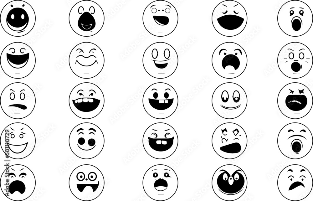 A black and white icon of a person's face, showing the emotions of the ...