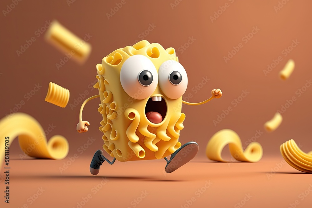 Cute Cartoon Running Pasta Character (Generative AI) Stock Illustration ...