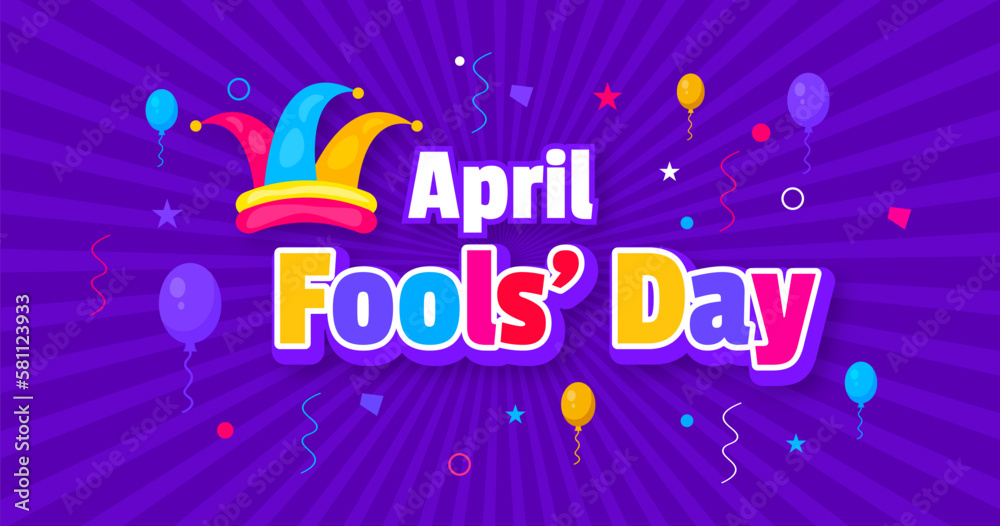 April fools day background or banner design template with funny prank ...