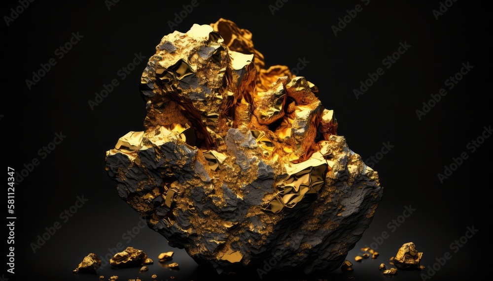 Stunning Close up of Pure Gold Ore and a Big Nugget from the Mine. A ...