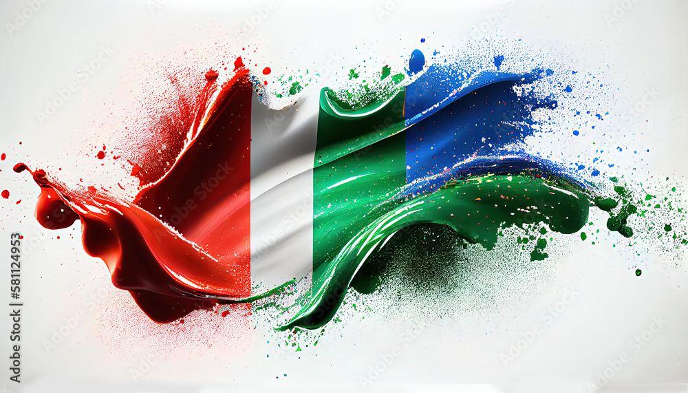 Liquid Paint Colors of Italy Flag Dripping and Explosion Abstract Art ...
