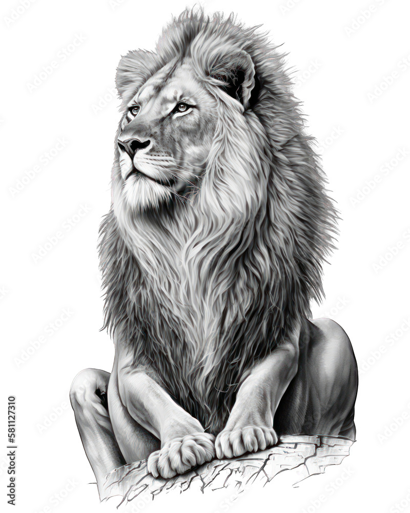 Lion Illustration With Transparent Background. Generative Ai. Stock ...