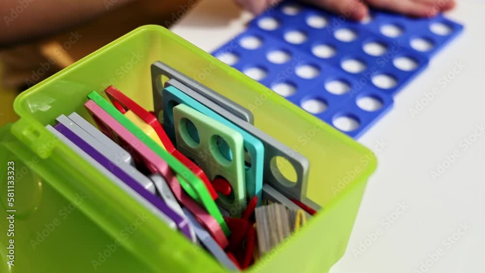 The Numicon shapes close-up when autistic child is having therapy maths ...