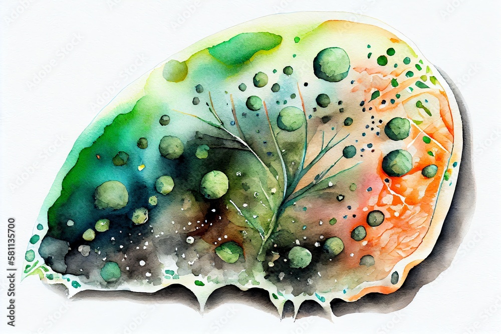 Watercolor Illustration of a Detailed Macro Image Of Mold For Example ...