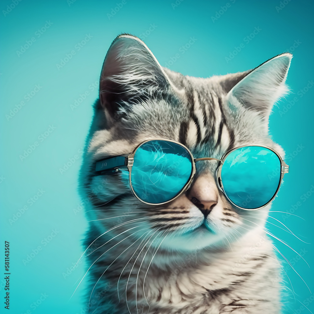 gato con lentes ilustración de Stock | Adobe Stock