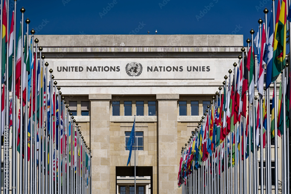 Palace of European headquarters of United Nations UN at Swiss City of ...
