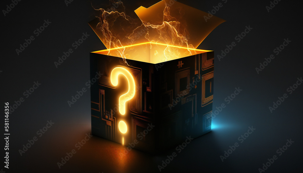 Abstract Mystery gift box with question mark - Mystery Box - Generative ...