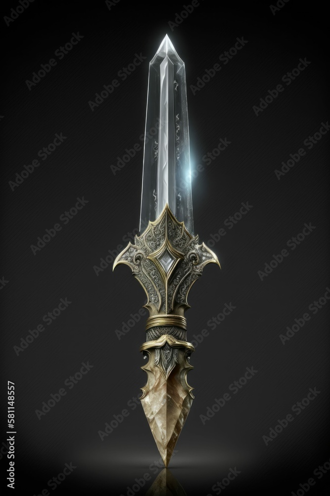 Crystal Ritual Dagger for Fantasy RPG with Knapped Dual Point ...