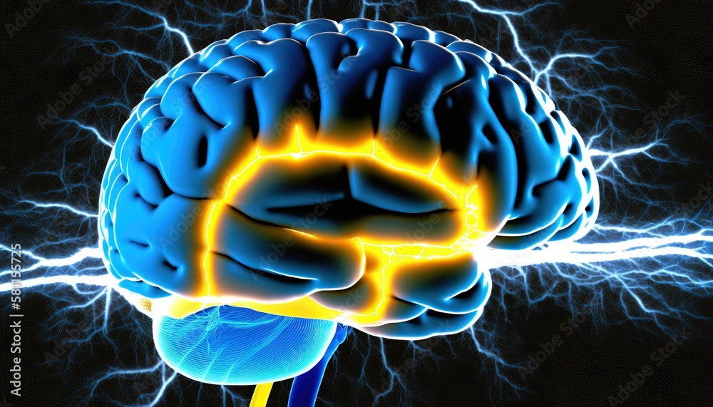 a computer generated image of a human brain with a lot of electrical ...