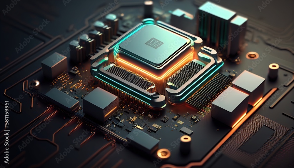 AI. Circuit board. Technology background. Central Computer Processors ...