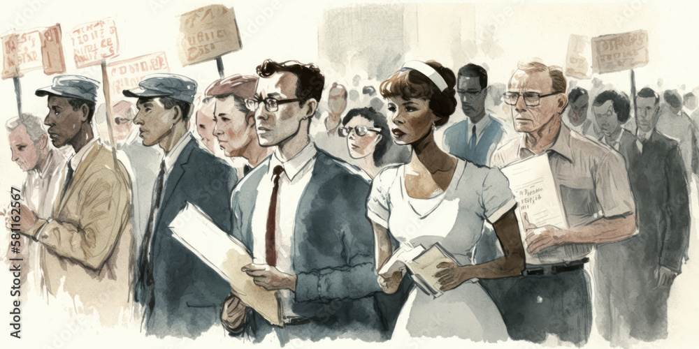 The Civil Rights Movement - A group of people holding signs and ...