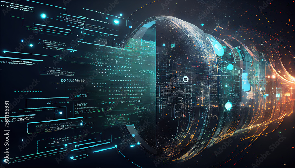 Digital technology, internet network connection, big data, digital ...