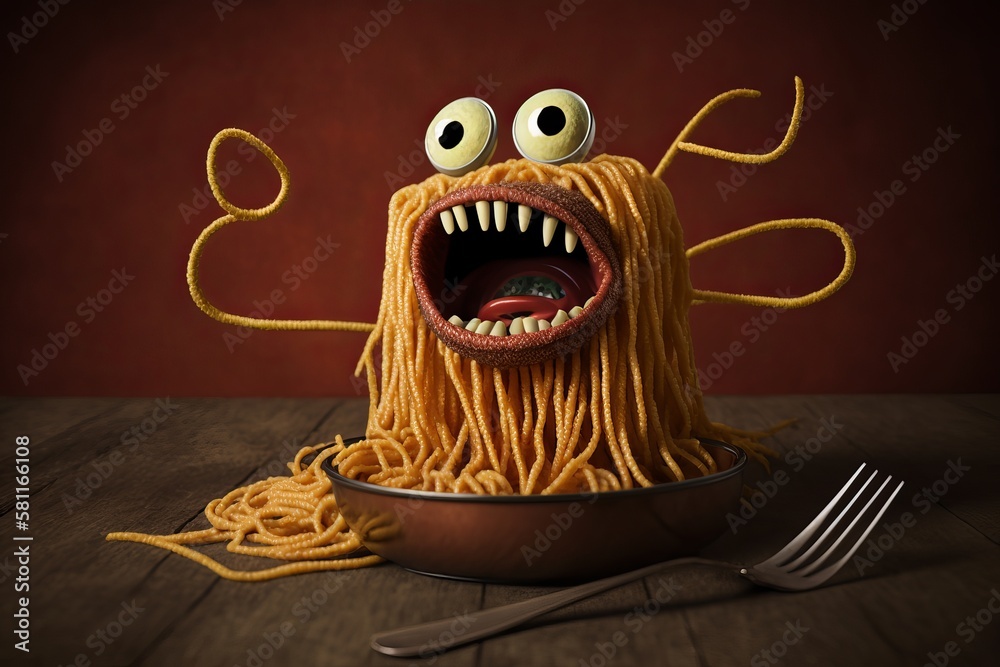 spaghetti that tastes so good it eats itself - spaghetti monster eating ...