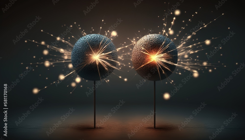 two sparklers on a black background with a black background and a black background with a black ...