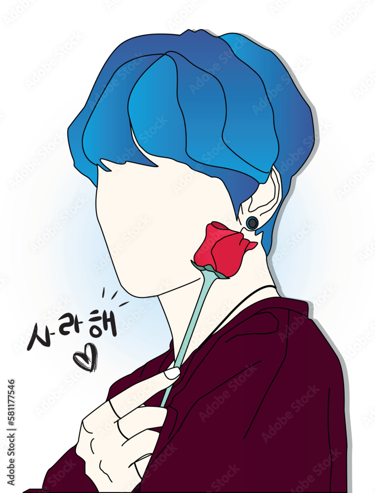Vetor de digital vector illustration of a male kpop idol sketch image ...