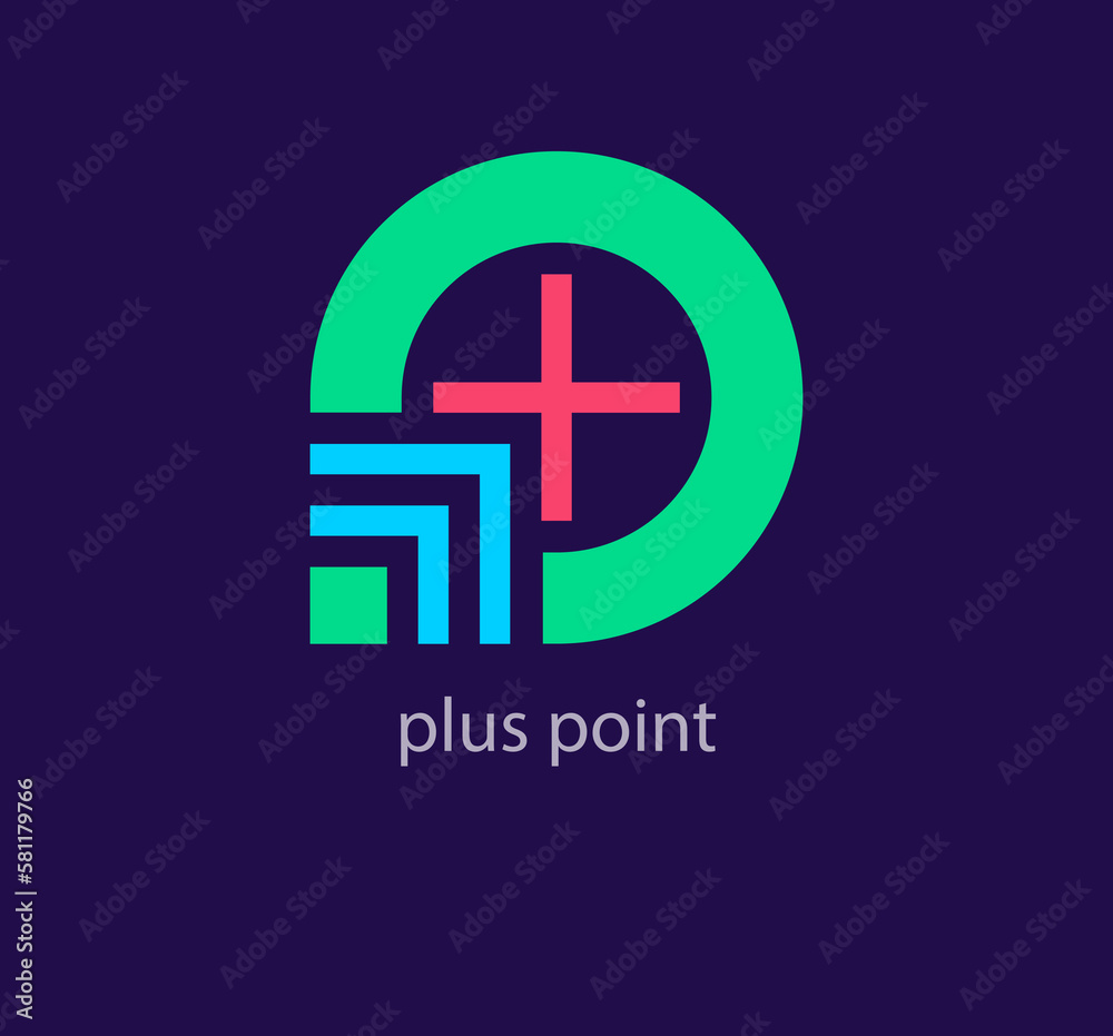 Plus point logo. Round medical icon. Religious sign. Doctor's office ...
