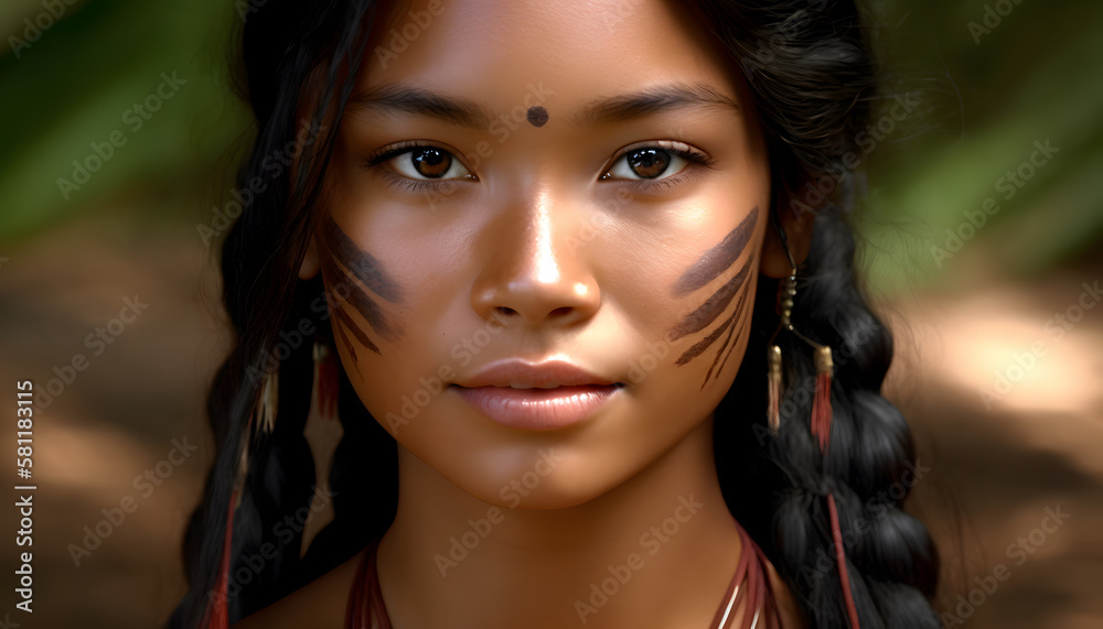 Hermosa Mujer del amazonas, Poder y Belleza de la Cultura Indigena del ...