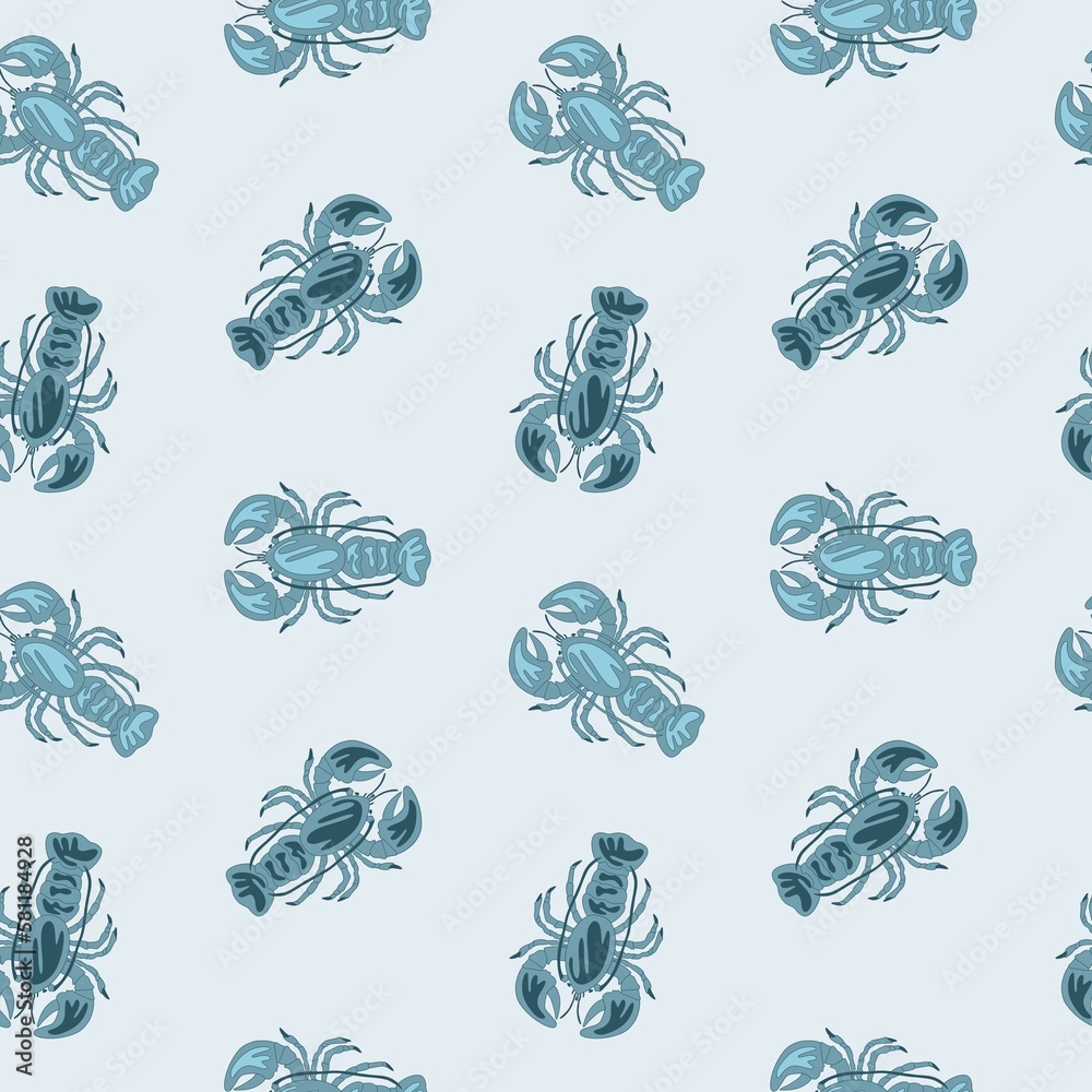 Seamless pattern with crayfish on a grey background. Minimalism in ...