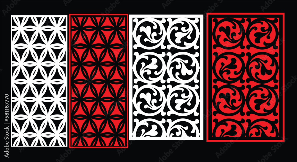 Decorative wall panels set Jali design CNC pattern, laser cutting ...