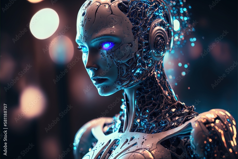 Futuristic AI Android in cinematic lighting, photoreal, realism ...