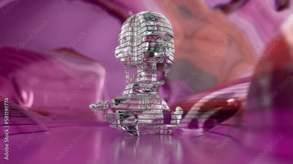 AI processes information. Artificial intelligence, pink metal diamond ...