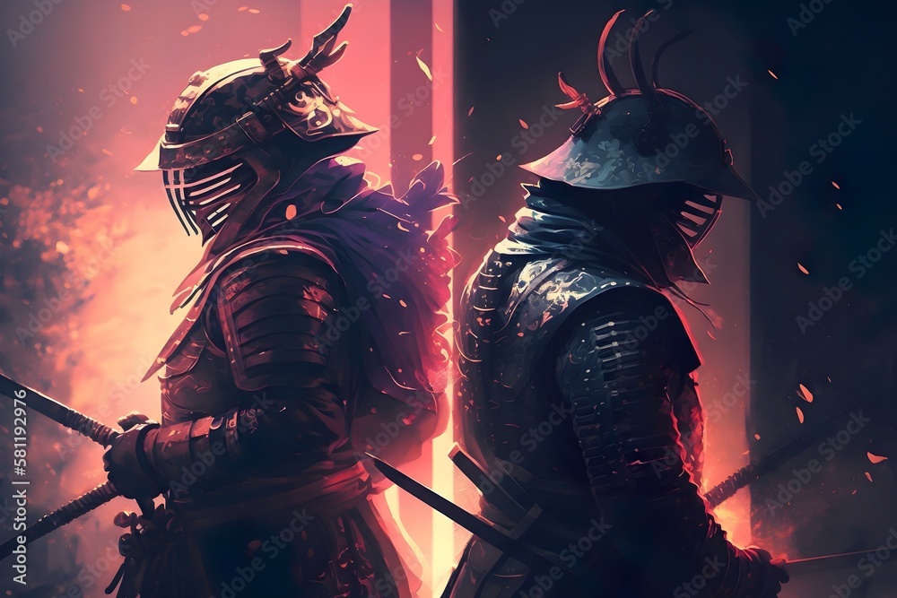 Samurai face off synthwave style | Samurai synthwave backgrounds ...