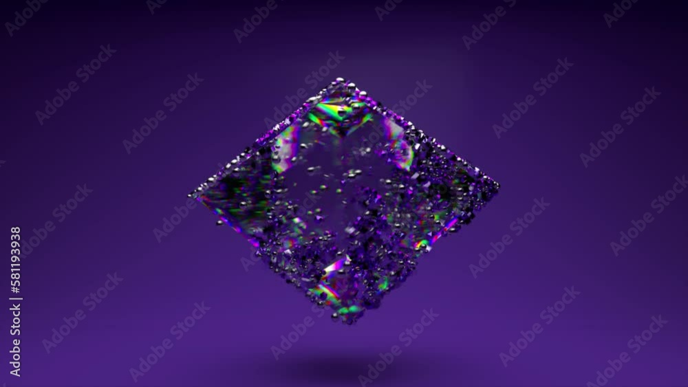 The crystal figure rotates. Small particles slide over the surface ...