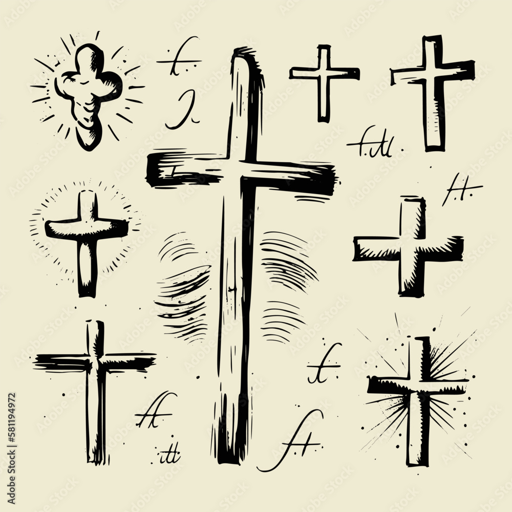 A collection of hand-drawn vector illustration sketches depicting ...