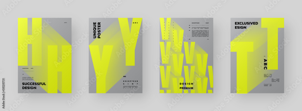 Abstract Posters Design Collection. Vertical A4 format. Modern placard ...