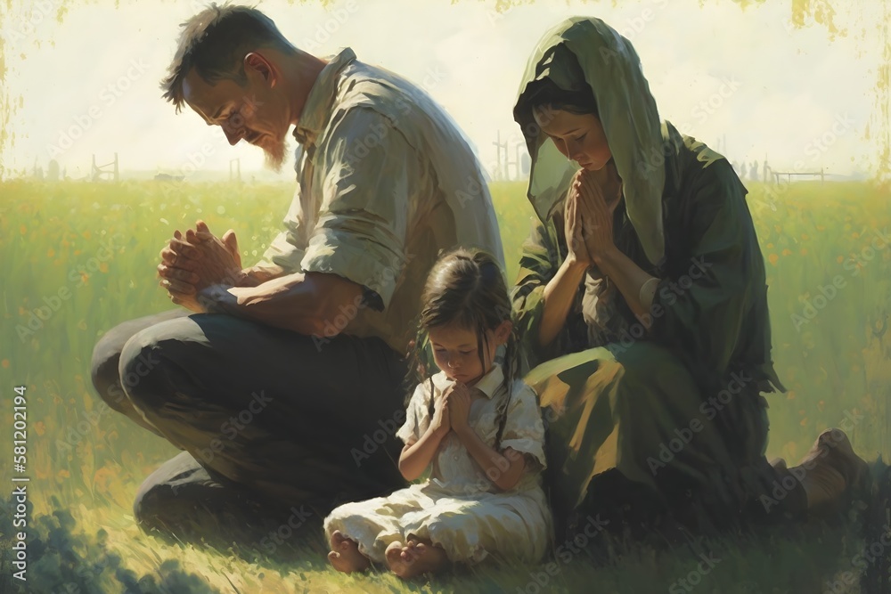 Wallpaper Illustration and background of a family in prayer. Concept of ...
