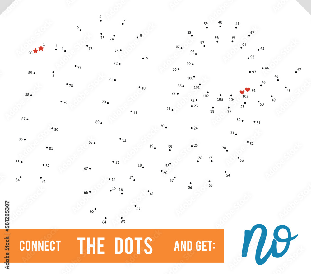 Lettering Word No by dot to dot for children and adults Stock Vector ...