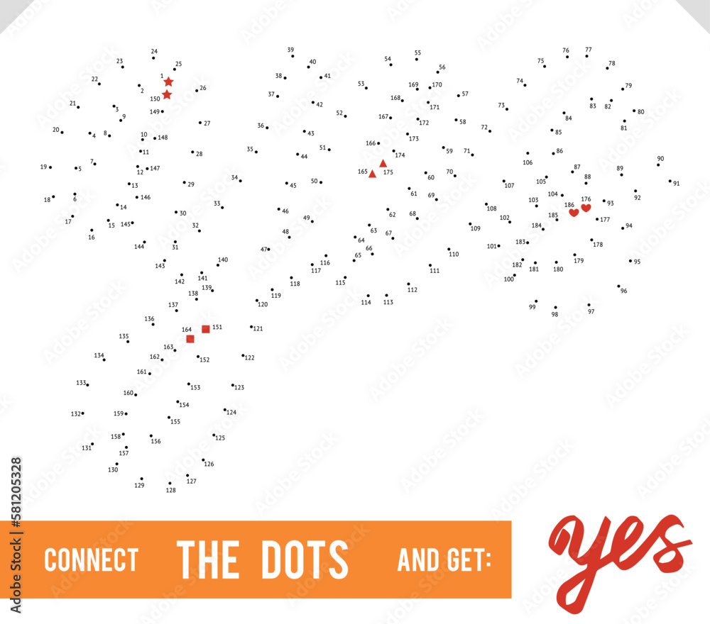 Lettering Word Yes by dot to dot for children and adults Stock Vector ...
