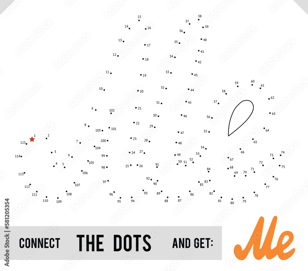 Lettering Word Me by dot to dot for children and adults Stock Vector ...