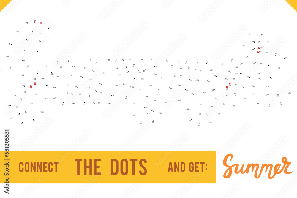 Lettering Word Summer by dot to dot for children and adults Stock ...